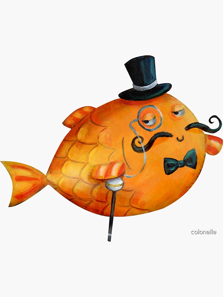 "Sir Fish with Mustaches" Sticker for Sale by colonelle | Redbubble