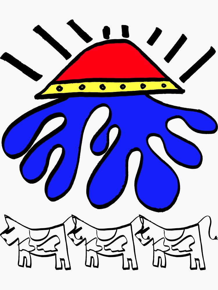 "BLACK OUTLINE ALIEN ABDUCTION" Sticker by kkkevinacunaaa | Redbubble