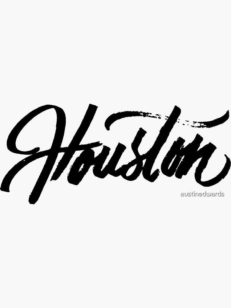 "Brush Script Houston, Texas" Sticker by austinedwards | Redbubble