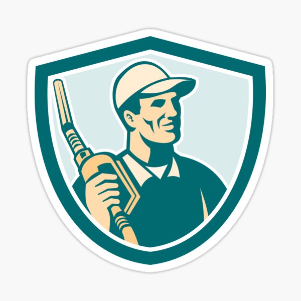 "Gasoline Attendant Fuel Pump Nozzle Shield" Sticker by patrimonio ...