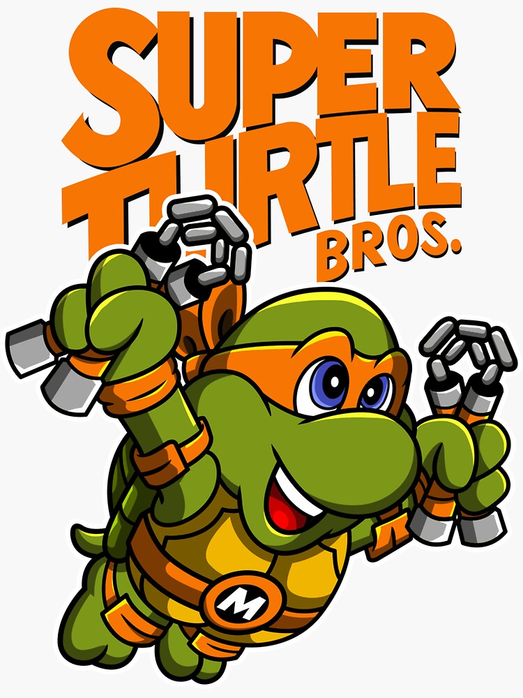 "Super Turtle Bros - Mikey" Sticker by Punksthetic | Redbubble