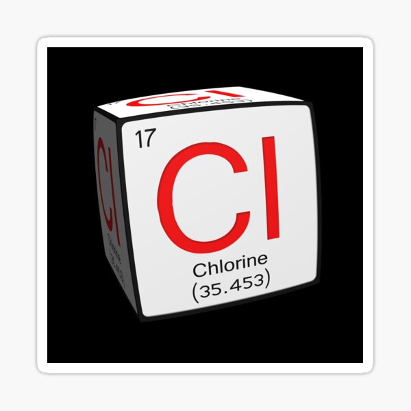 "Chemical periodic table style tile Cl Chlorine cubed." Sticker for ...