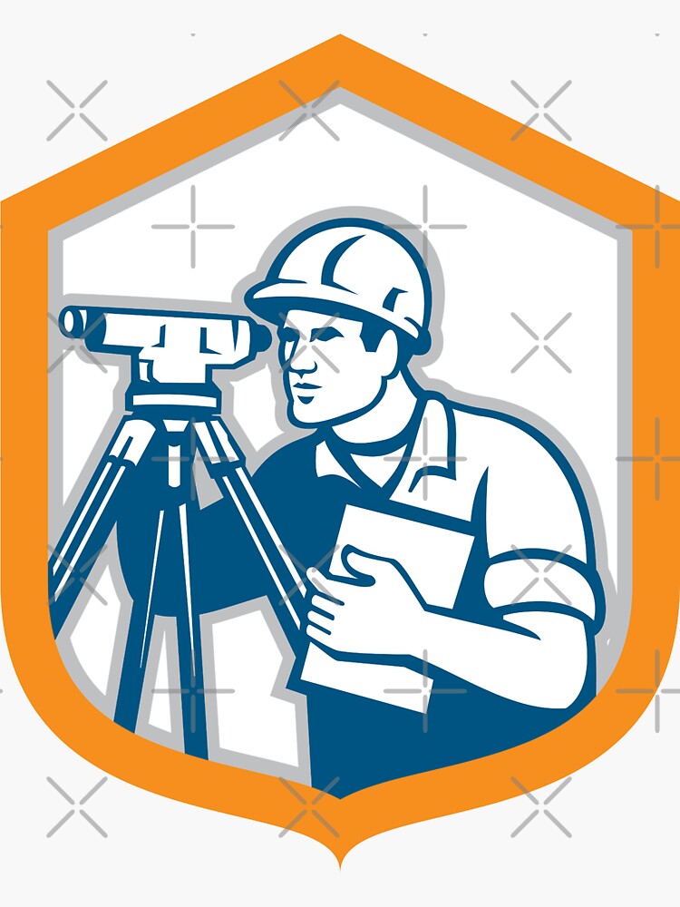 "Surveyor Geodetic Engineer Survey Theodolite Shield Retro" Sticker by ...