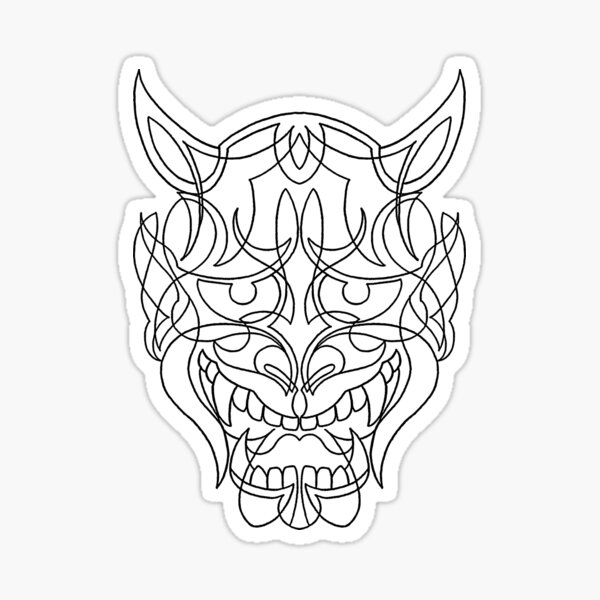 "Japanese Mask (black)" Sticker by Roberttattoos | Redbubble