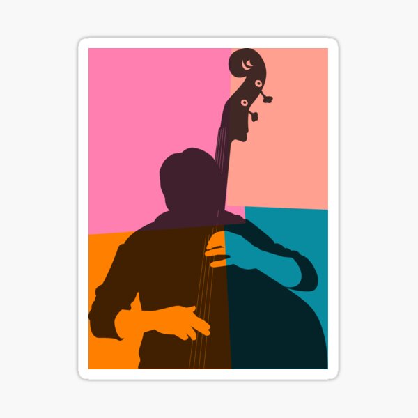 "Jazz Acoustic Bass Player" Sticker for Sale by retrorebirth | Redbubble