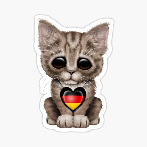 "Cute Kitten Cat with German Flag Heart" Sticker by JeffBartels | Redbubble