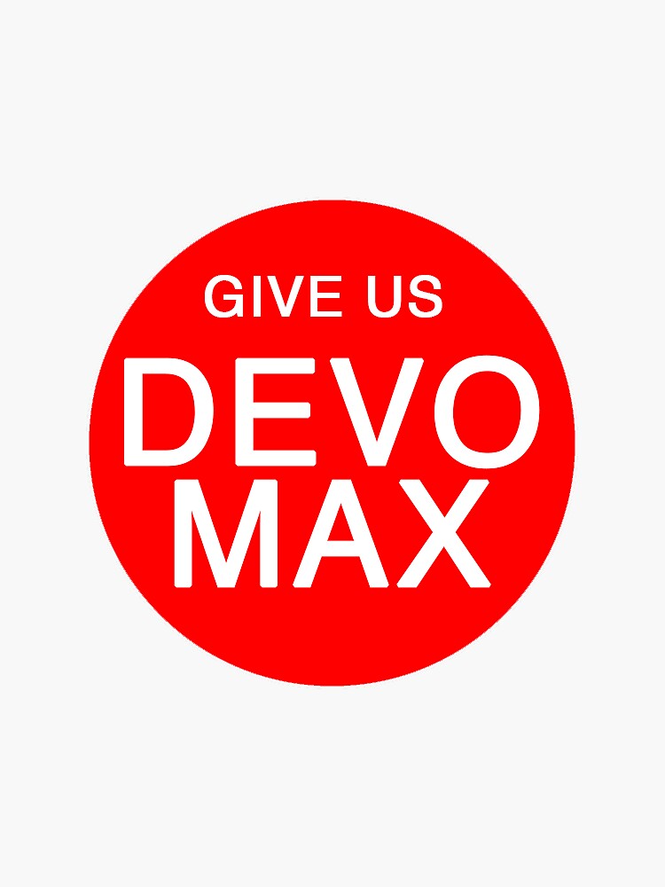 "Give Us Devo Max Red Sticker" Sticker by xfifix | Redbubble