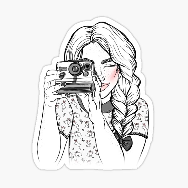 "Girl with Camera" Sticker for Sale by HungryDesigns | Redbubble