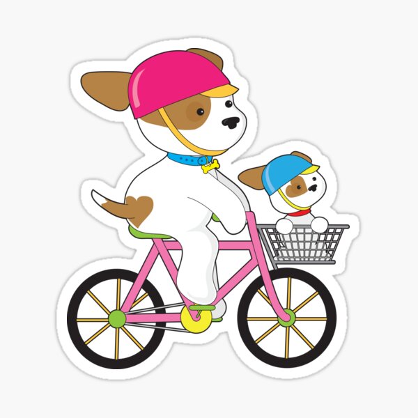 "Cute Puppy on Bike" Sticker by mkoudis | Redbubble