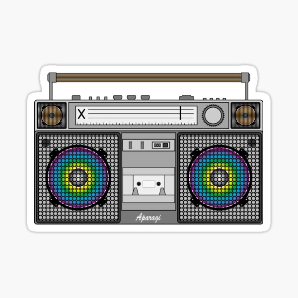 "Boombox" Sticker for Sale by MrAparagi | Redbubble