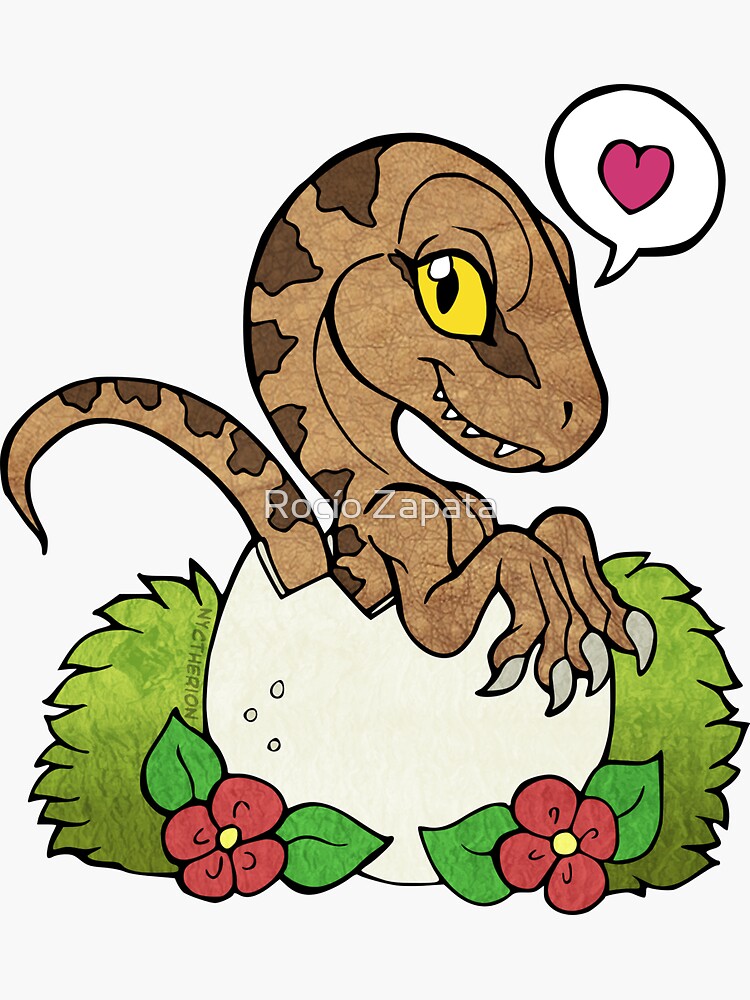 "Kawaii hatching velociraptor baby" Sticker by nyctherion | Redbubble