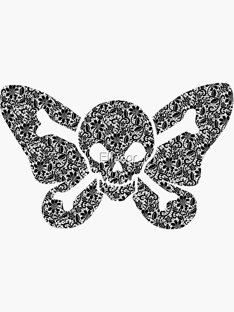 "Lacey Butterfly Skull" Sticker for Sale by Ellador | Redbubble