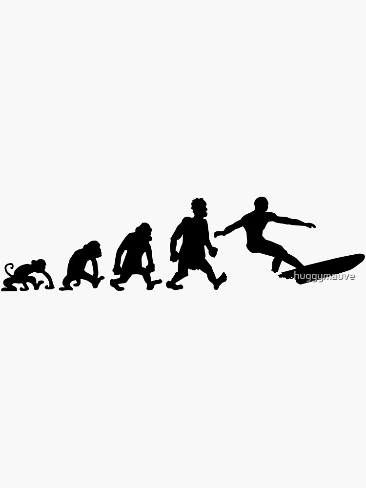 "surf surfing darwin evolution" Sticker by huggymauve | Redbubble