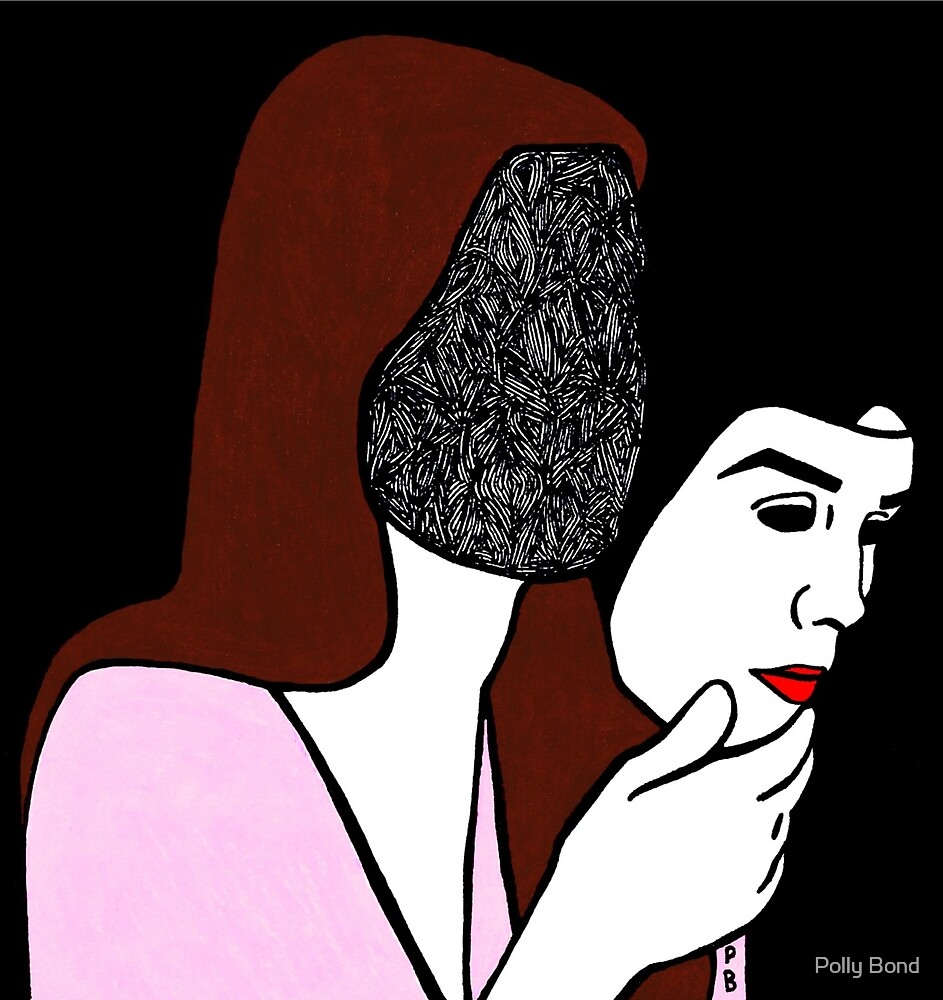 Woman Taking Off Mask By Polly Bond Redbubble