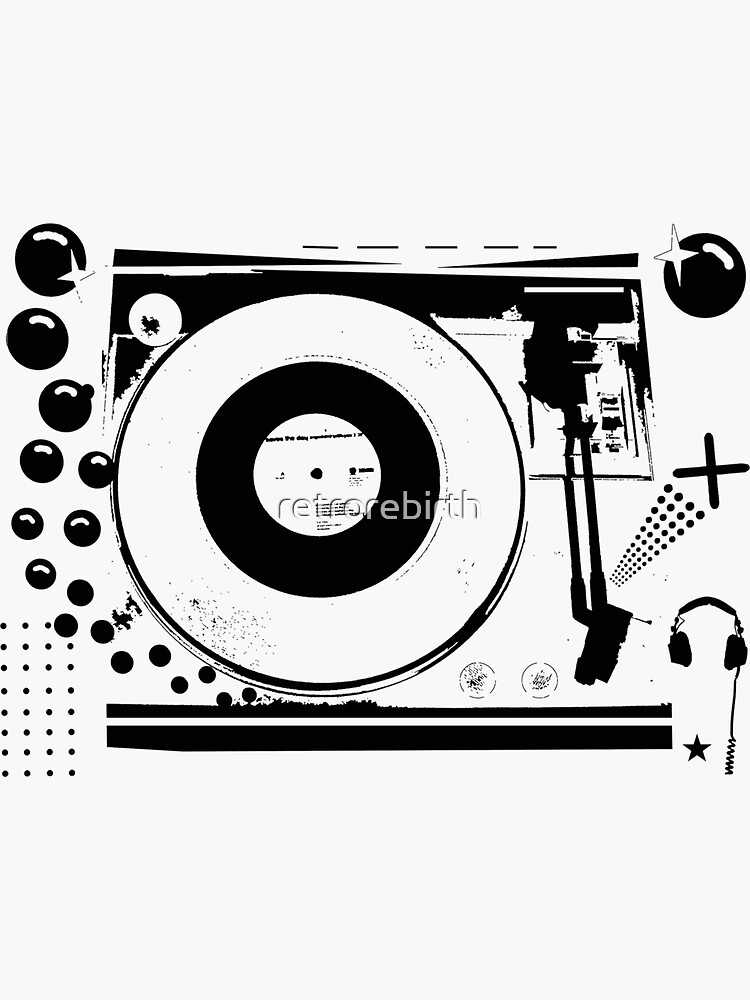 "Vinyl Record Turntable Stencil" Sticker for Sale by retrorebirth ...