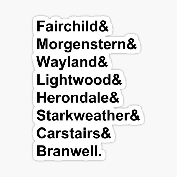 "Shadowhunter Names" Sticker for Sale by bethscherm | Redbubble