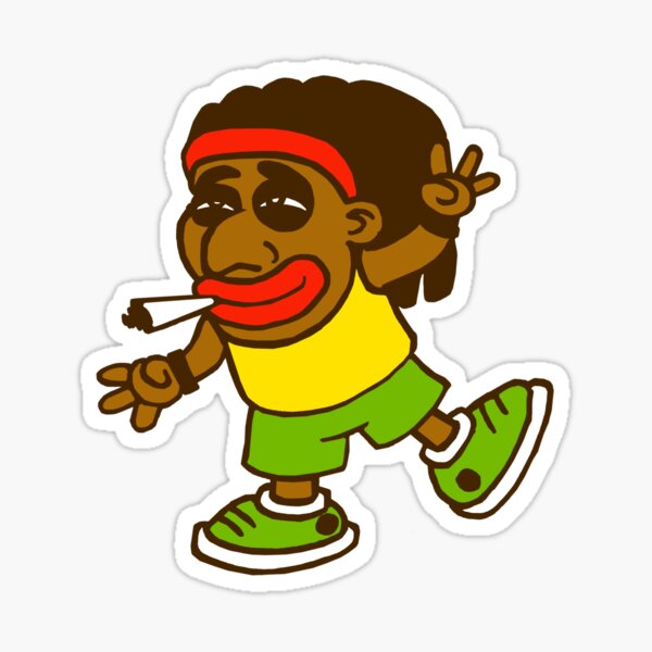 "cartoon rasta reggae afro boy" Sticker by huggymauve | Redbubble