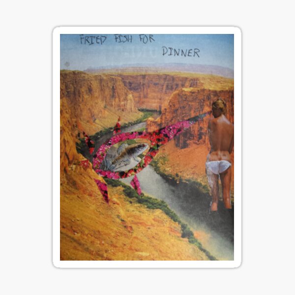 "fried fish for dinner" Sticker for Sale by ruby-trabka | Redbubble