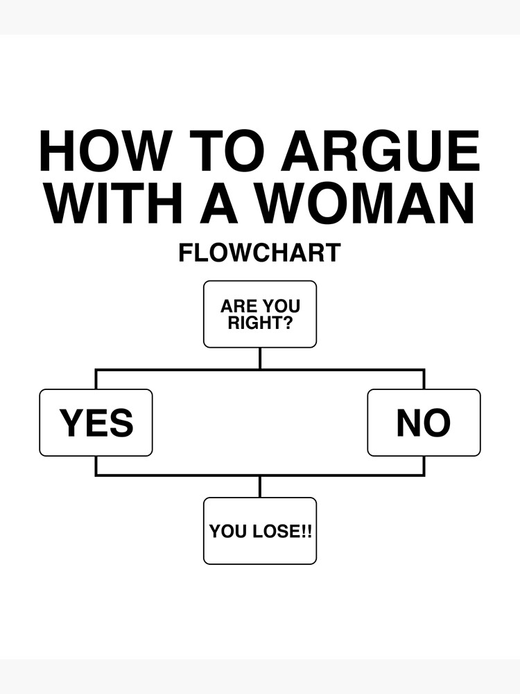 "HOW TO ARGUE WITH A WOMAN FLOWCHART" Poster for Sale by Evelyusstuff ...