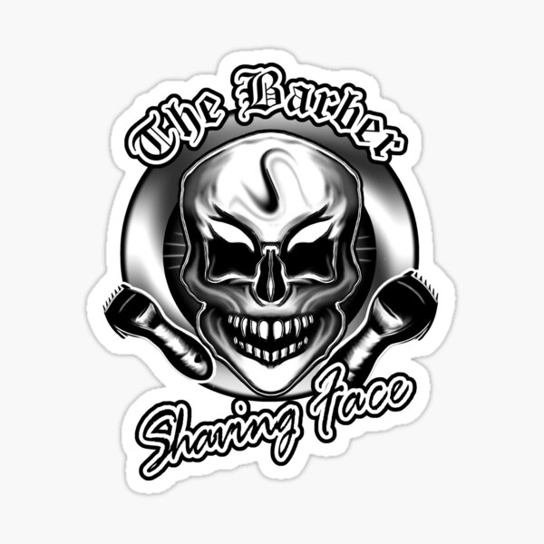 "Barber Skull 2: Shaving Face" Sticker by sdesiata | Redbubble