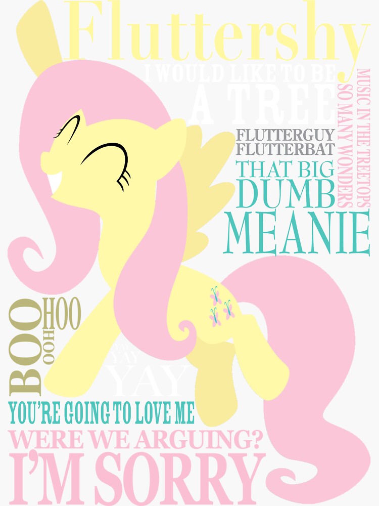 "The Many Words of Fluttershy" Sticker for Sale by AssaultWithCake ...