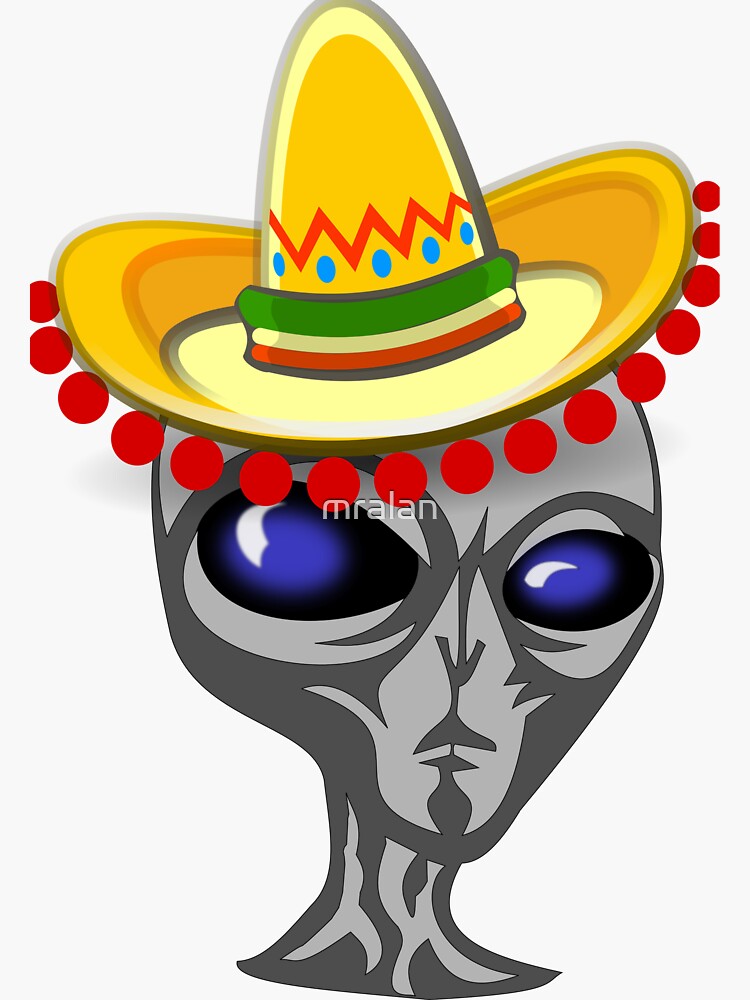 "Mexican Alien Sombrero" Sticker for Sale by mralan | Redbubble