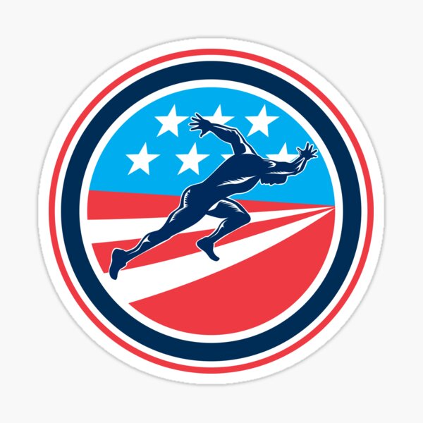 "Sprinter Runner Running Woodcut Retro" Sticker for Sale by patrimonio ...