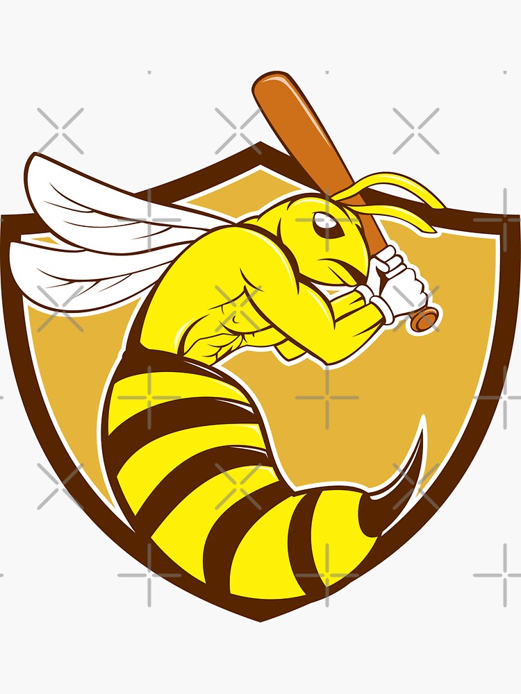 "Killer Bee Baseball Player Bat Crest Cartoon" Sticker for Sale by ...