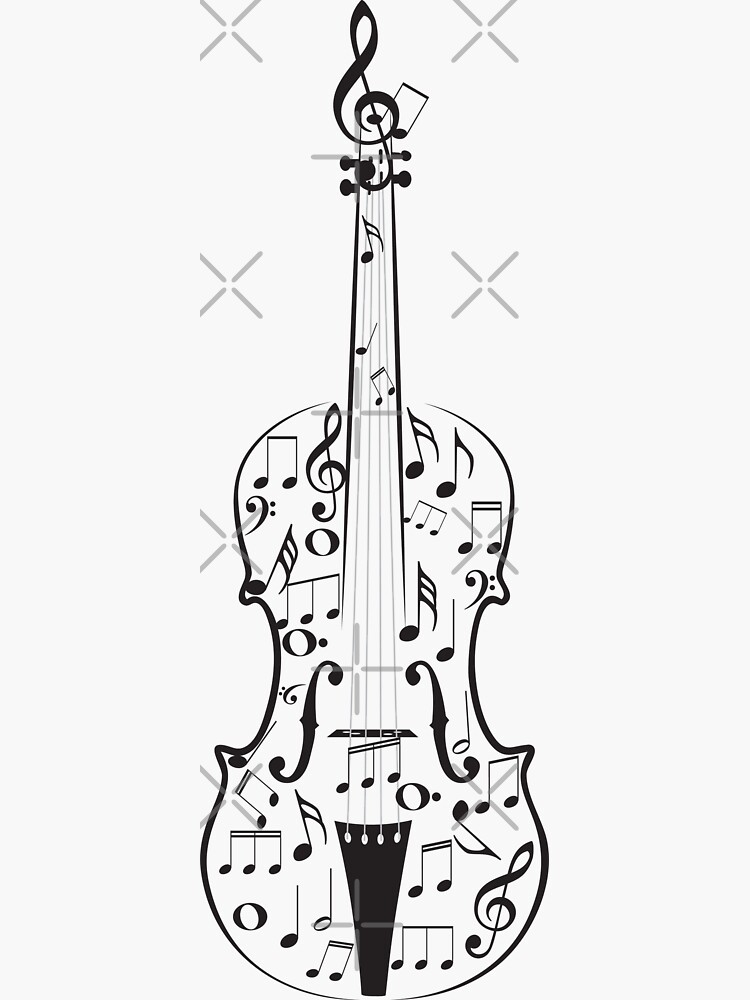 "Violin with Notes" Sticker for Sale by AnnArtshock | Redbubble
