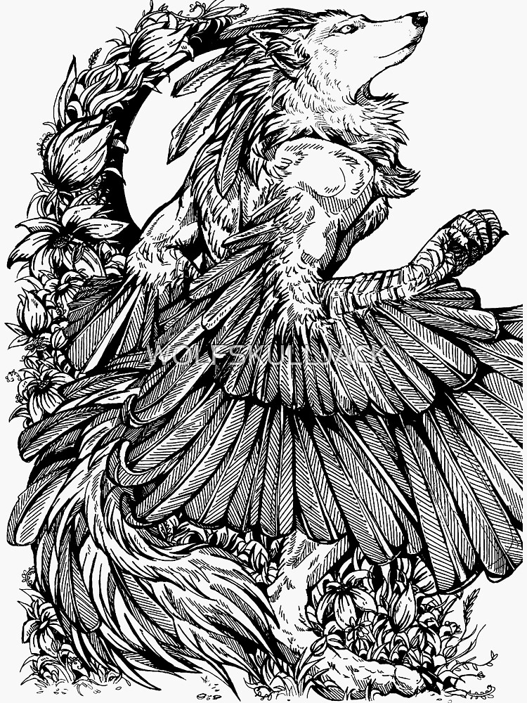 "The Winged Fox" Sticker for Sale by WOLFSKULLJACK | Redbubble