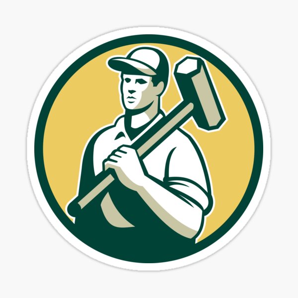 "Demolition Worker Sledgehammer Circle Retro" Sticker by patrimonio ...