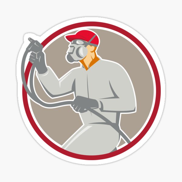"Spray Painter Paint Gun Spraying Circle Retro" Sticker for Sale by ...