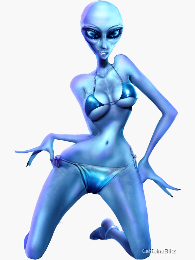 ""Alien Bikini Girl" By Alien Complex" Sticker for Sale by CaffeineBlitz | Redbubble