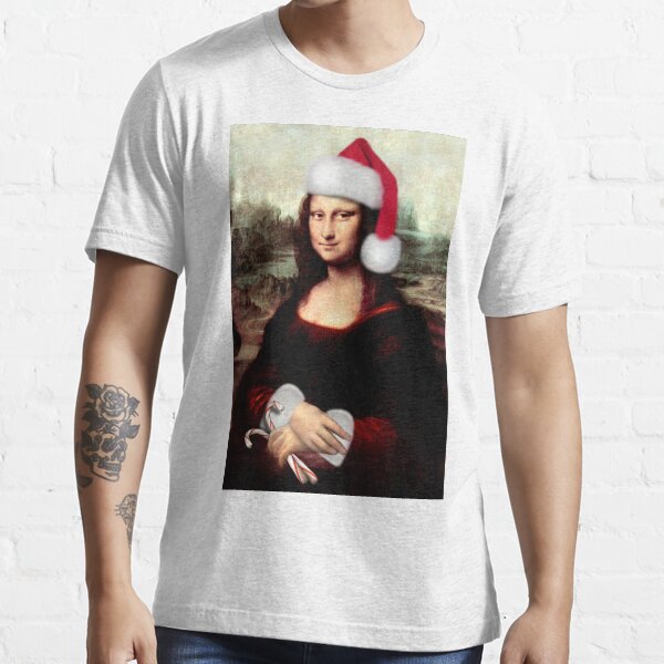 "Mona Lisa Wearing a Santa Hat" T-shirt for Sale by Gravityx9 ...