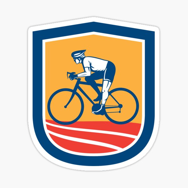 "Cyclist Riding Bicycle Cycling Side View Retro" Sticker for Sale by ...