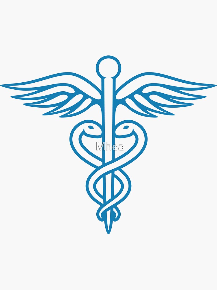 "Blue caduceus" Sticker by Mhea | Redbubble