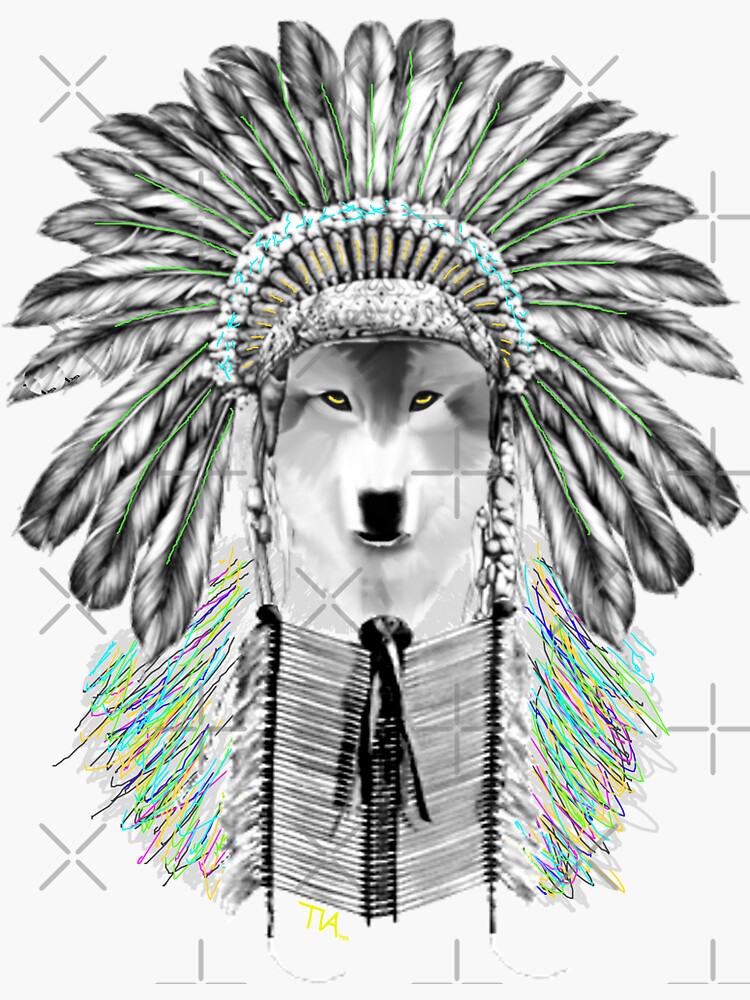"Indian chief wolf " Sticker by tiaknight | Redbubble