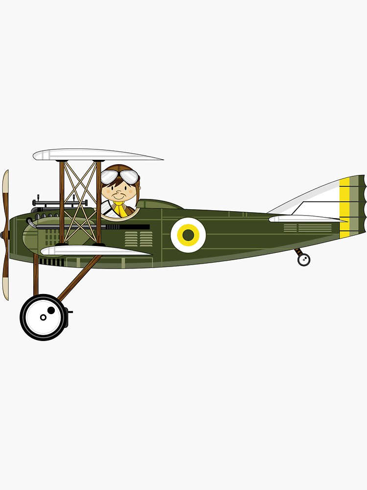 "Cute RAF Pilot in Bi-Plane" Sticker by MurphyCreative | Redbubble