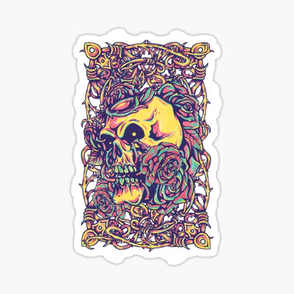 "Wired Skull" Sticker by Verboten | Redbubble