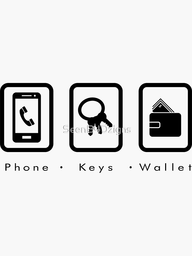"PKW- Phone Keys Wallet Check - dark" Sticker by SeenB4Dzigns | Redbubble