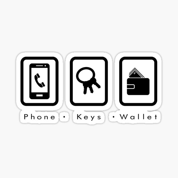 "PKW- Phone Keys Wallet Check - dark" Sticker by SeenB4Dzigns | Redbubble