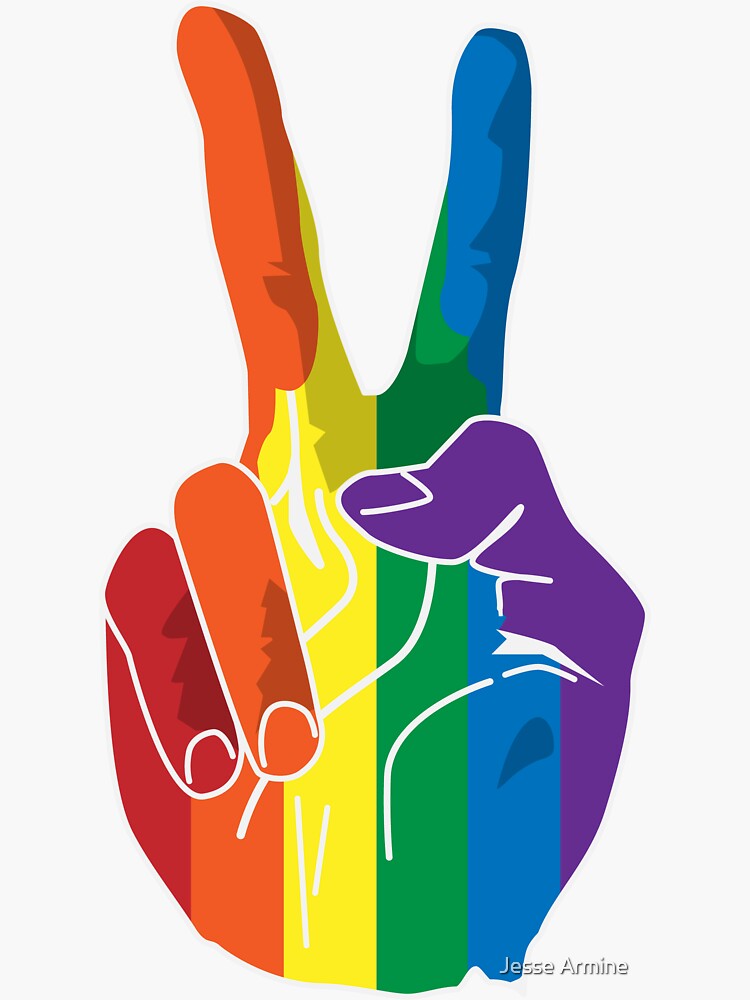 "Sign of Peace (Rainbow Hand)" Sticker for Sale by designurvictory ...