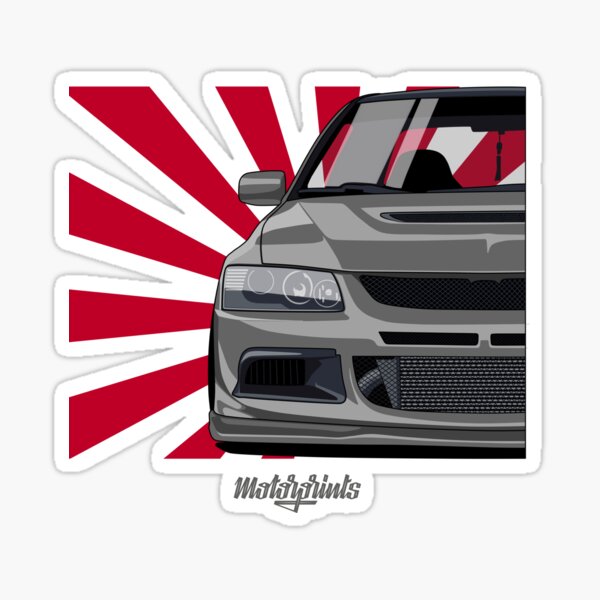 "EVO IX (gray)" Sticker by MotorPrints | Redbubble