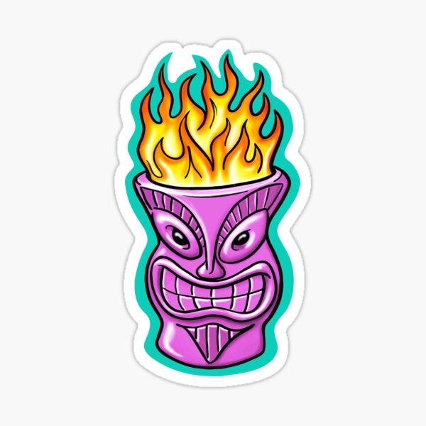 "Tiki God Flaming Drink " Sticker for Sale by davidkyte | Redbubble