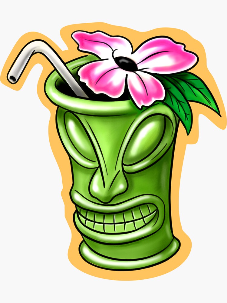 "Tiki Flower God Drink" Sticker by davidkyte | Redbubble
