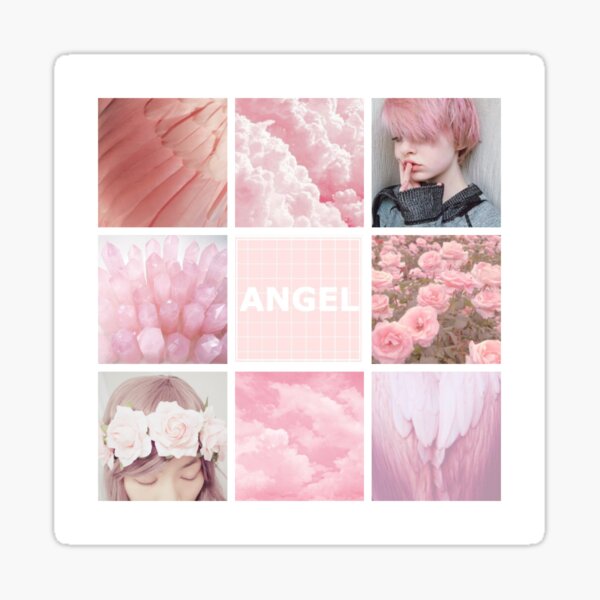 "pink flower angel - moodboard" Sticker for Sale by ssnowstarr | Redbubble