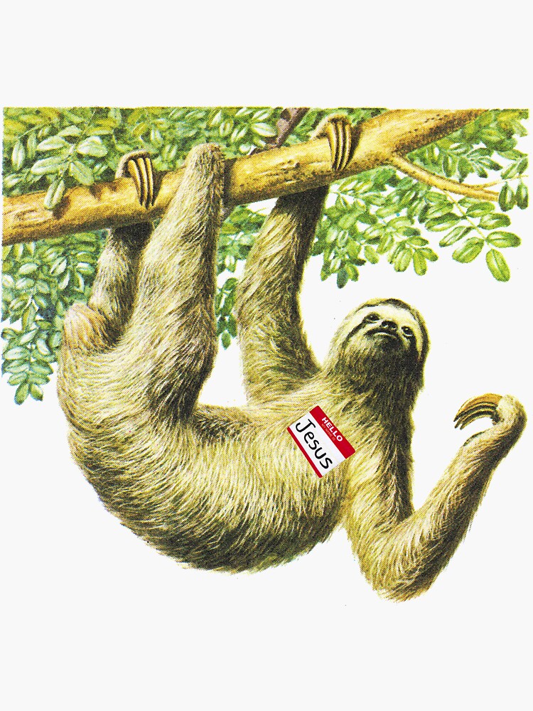 "A Sloth Named Jesus" Sticker by AustinHolton | Redbubble