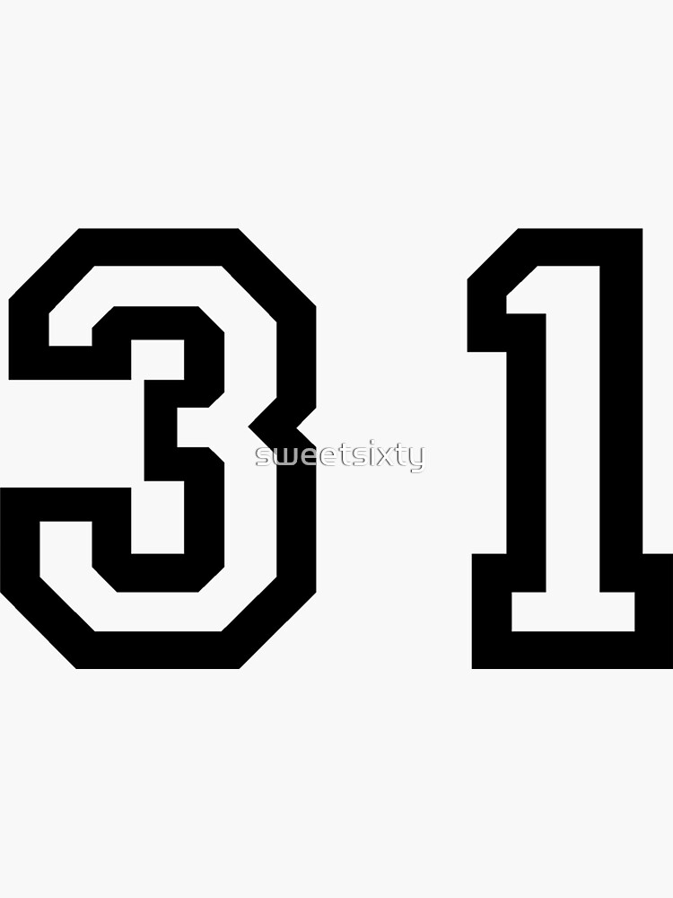 "Number Thirty One" Sticker for Sale by sweetsixty | Redbubble