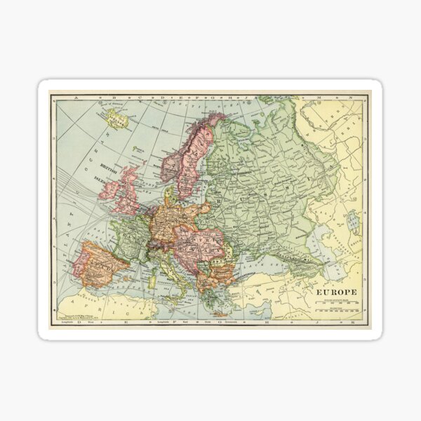 "Vintage Europe Map" Sticker for Sale by LeCreateCo | Redbubble