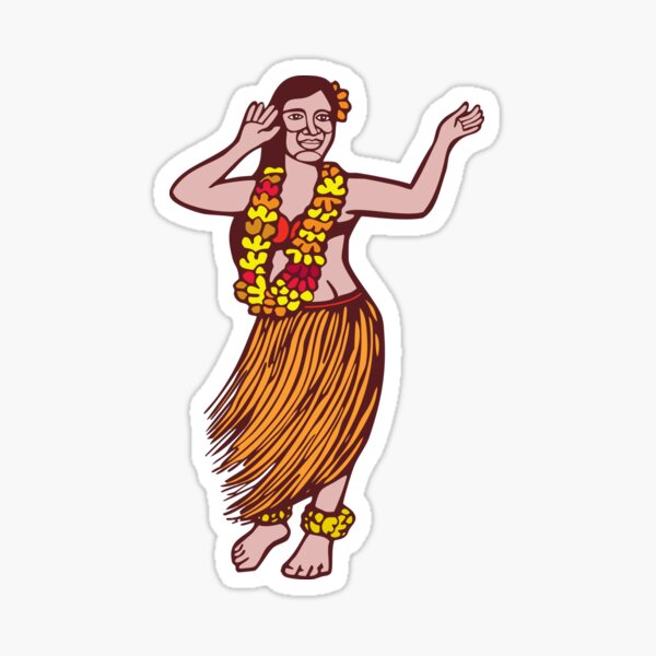 "Polynesian Dancer Grass Skirt Linocut" Sticker for Sale by patrimonio ...